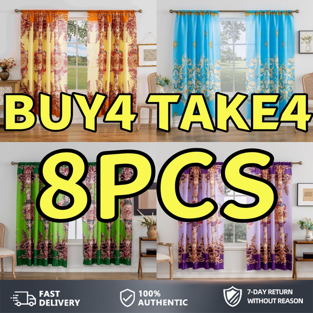 Buy4 Take4 8PCS Curtain New Design 85x185cm Sale Makapal Curtain for ...