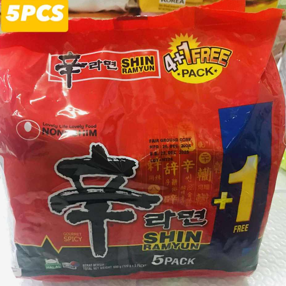 5PCS/1PACK SHIN RAMYUN Instant Noodles Spicy Soup/Ramen Korean Noodles ...