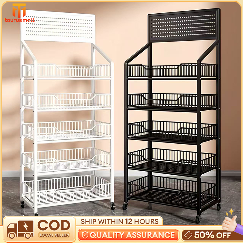 Supermarket Shelves Five-Tier Snack Shelves Metal Shelves Store Display ...