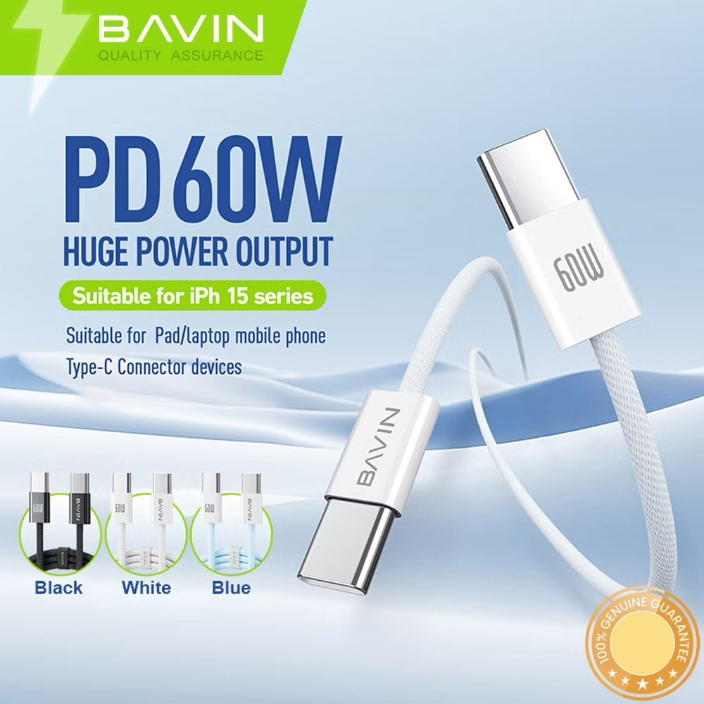 BAVIN CB322 60W Pd Fast Charging Data Cable w/ 1-2m Length Nylon ...
