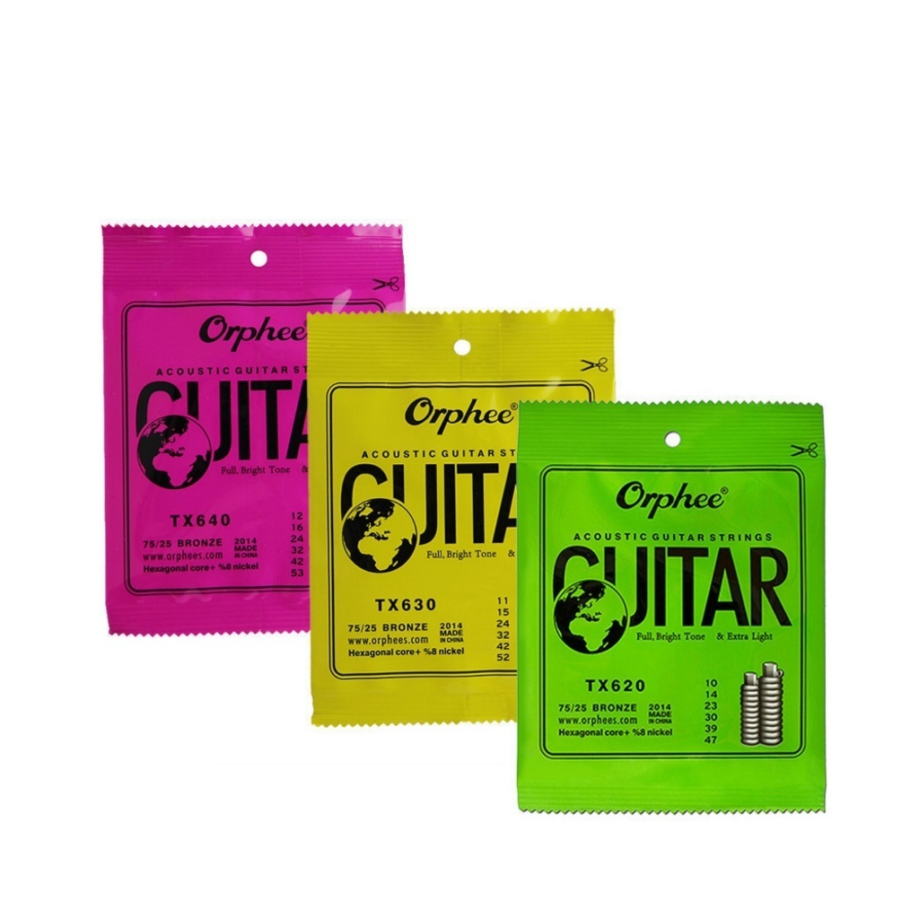 Orphee Acoustic Guitar String TX620/ TX630/TX640 Hexagonal Carbon Core ...