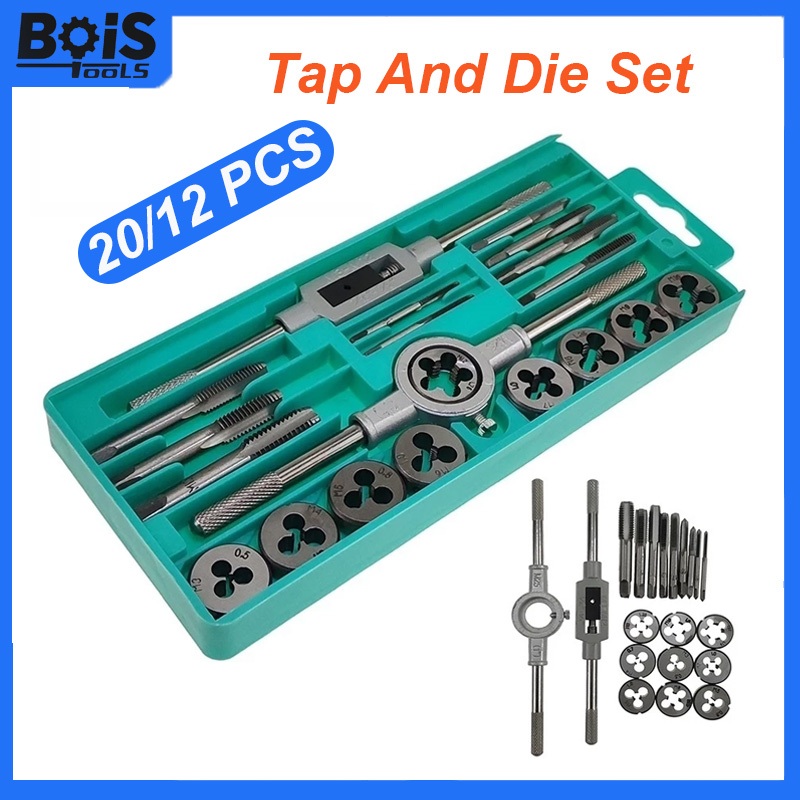 12/20PCS Adjustable Tap and Die Set M3-M12 Screw Thread Plugs Straight Taper Wrench Reamer Tool ...