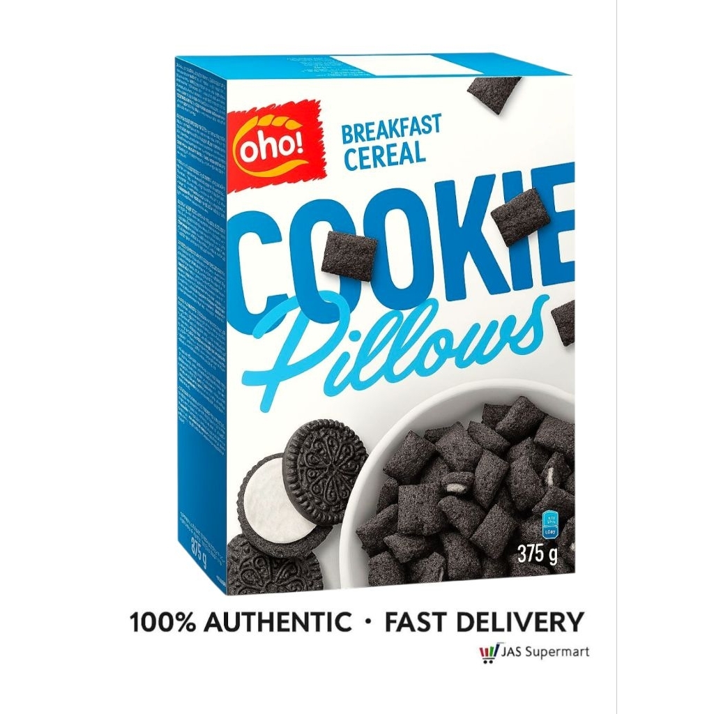 Oho! Cookie Pillows Cereal 375g – Sweet Chocolate Breakfast Cereals for ...