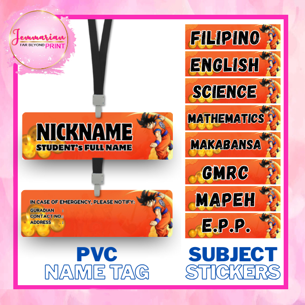 NAME TAG & SUBJECT STICKERS (dragon ball design) | Shopee Philippines