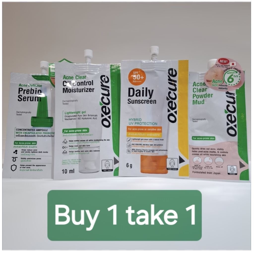 OXECURE sunscreen, Serum, Oil Control moisturiser, powder mud. BUY 1 ...