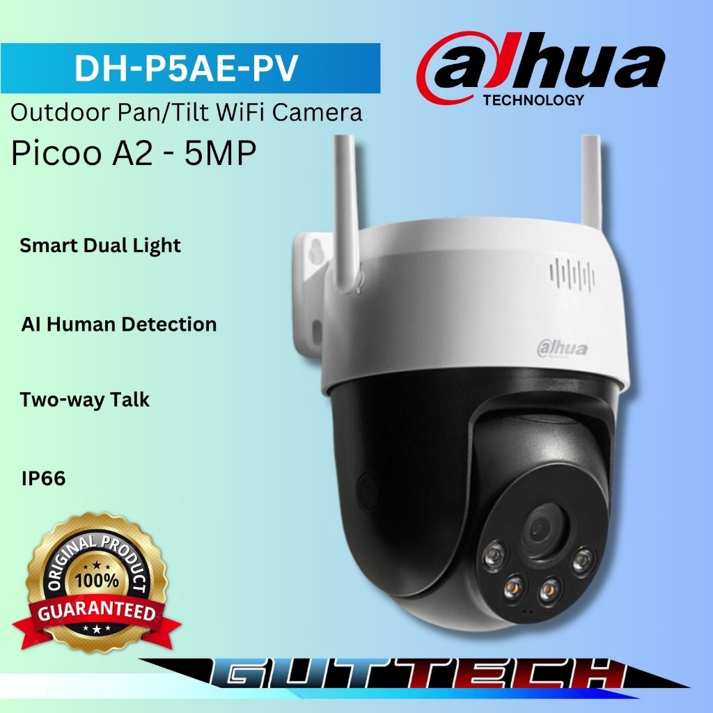 Dahua Picoo A2 DH-P5AE-PV 5MP | DH-P3AE-PV 3MP Outdoor Pan/Tilt Wi-Fi Camera All Weather IP66 ...