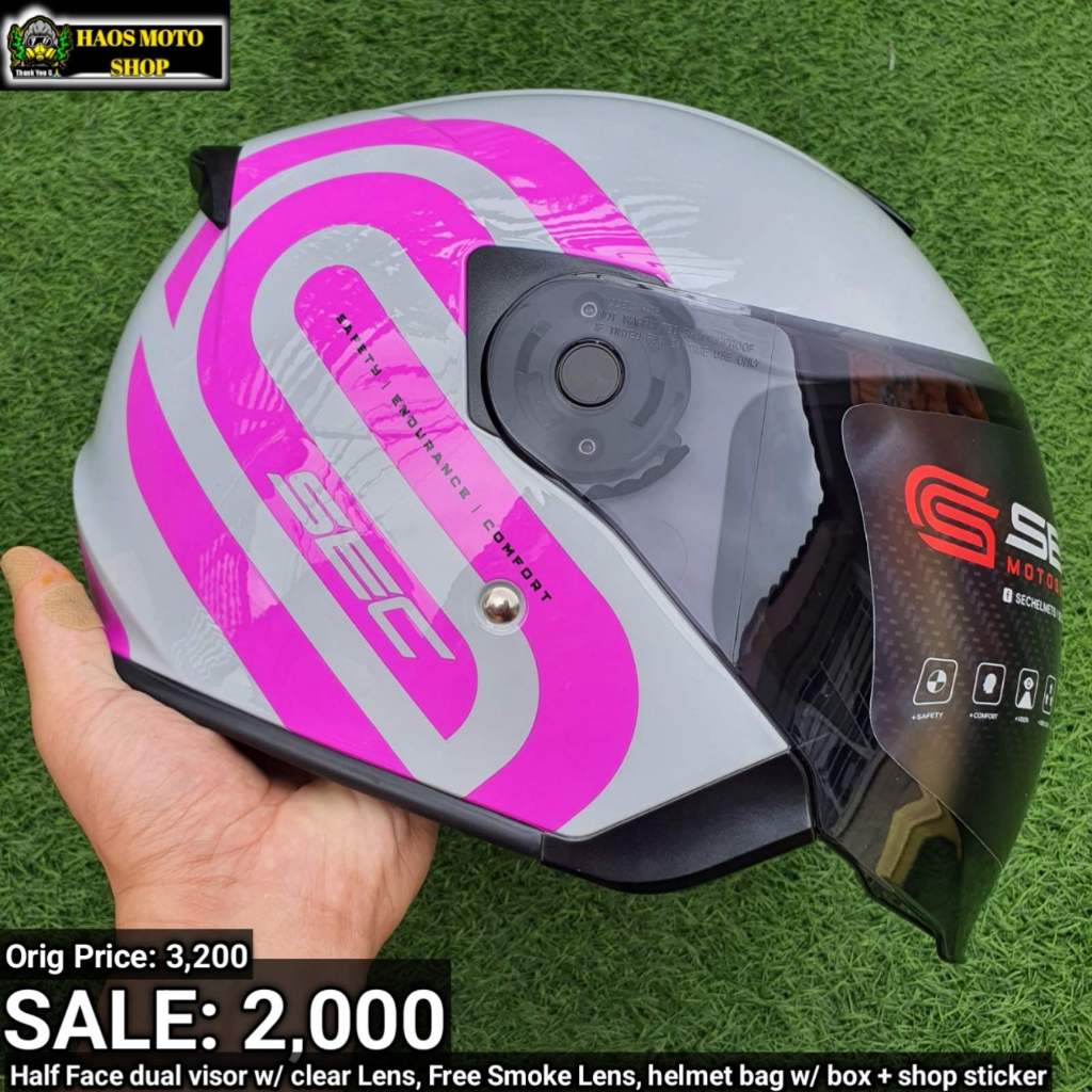 Sec Mist Half Face Dual Visor Helmet Sec Half Face | Shopee Philippines