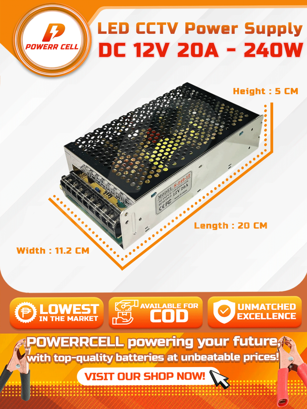 PowerrCell 12V 20A Centralized Power Supply 12V 240W Power Adapter AC TO DC for Led Sign CC ...