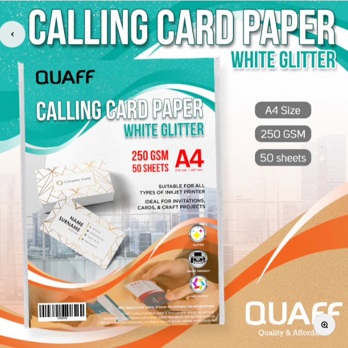 QUAFF Calling Card Paper 250GSM A4 White Glitter - 50 sheets | Shopee ...