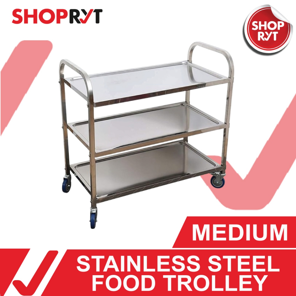 Kitchen Trolley 3-Layered Stainless Steel Utility Cart Food Service ...
