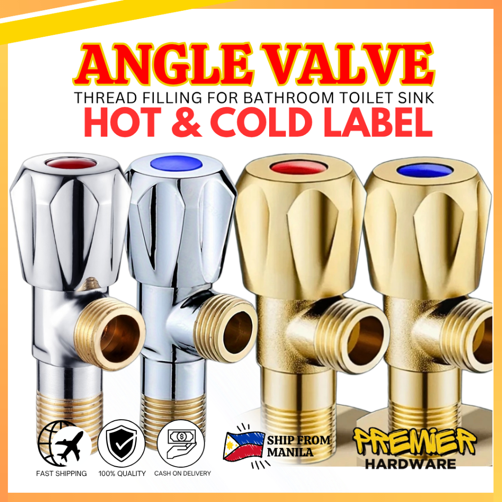 Angle Valve Hot & Cold Label Water Control Full Copper Brass Thread ...
