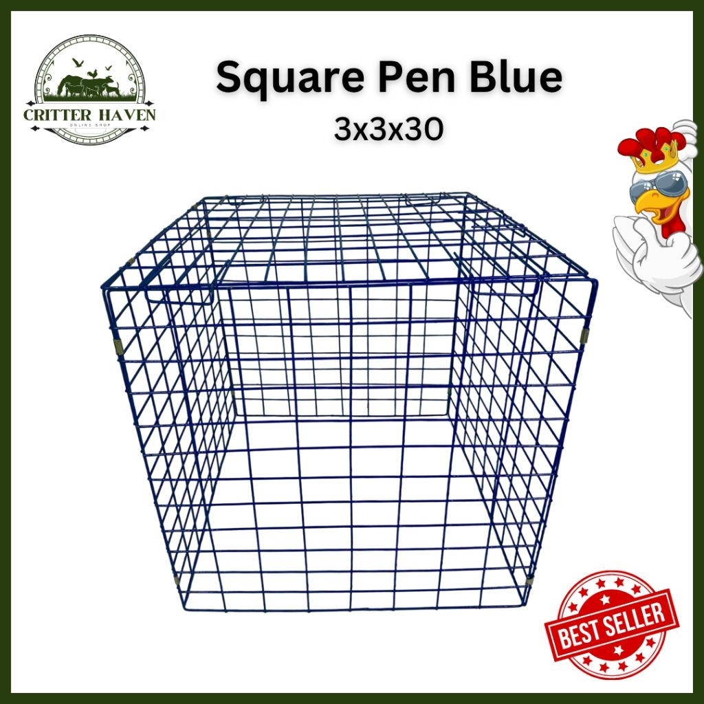Square Pen 3x3x30 Blue / Cock cage / Game fowl / Kulungan ng manok ...