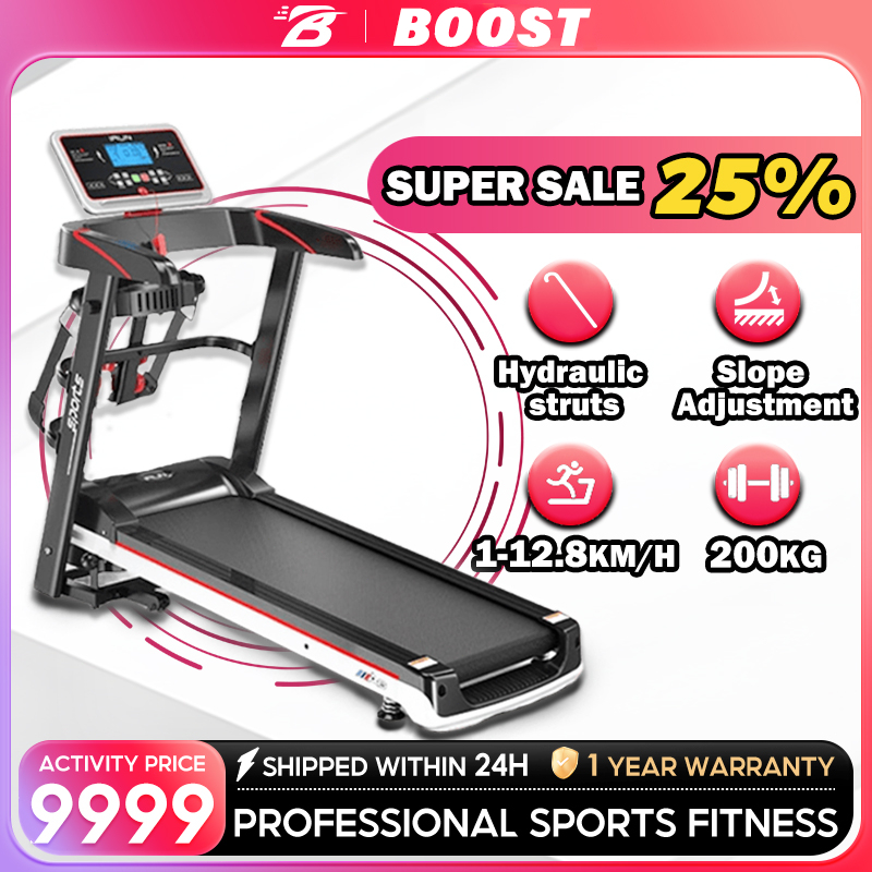 Motorized Treadmill A6 3.5HP Silver Frame Black with Elevator and ...