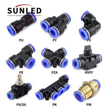 Pneumatic Fitting PY/PU/PV/PE Pipe Connector Tube Hair Quick Fittings Water Push In Hose ...