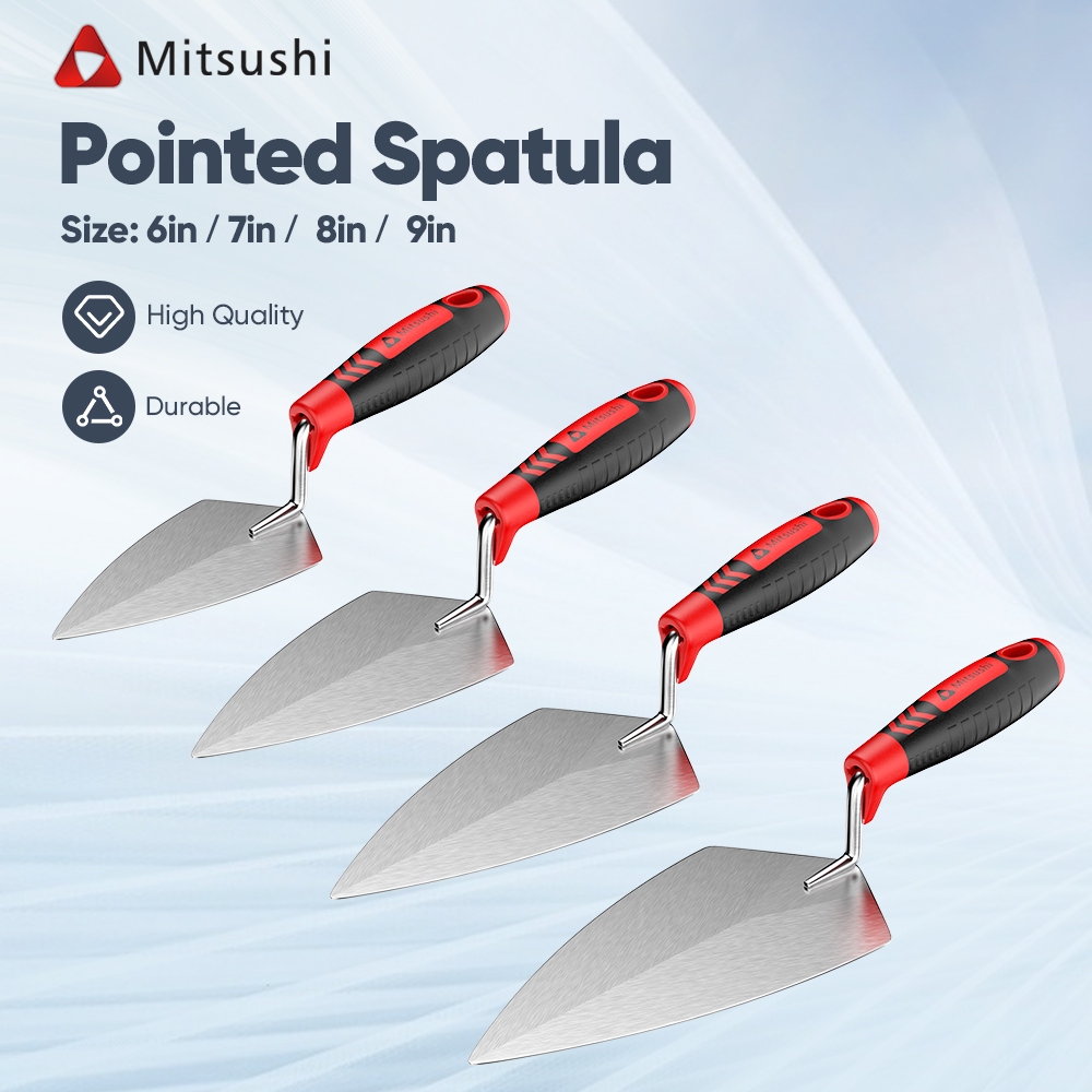 Mitsushi Cement Trowel with Wood Handle 6"/7"/8"/9" Pointed Spatula for ...