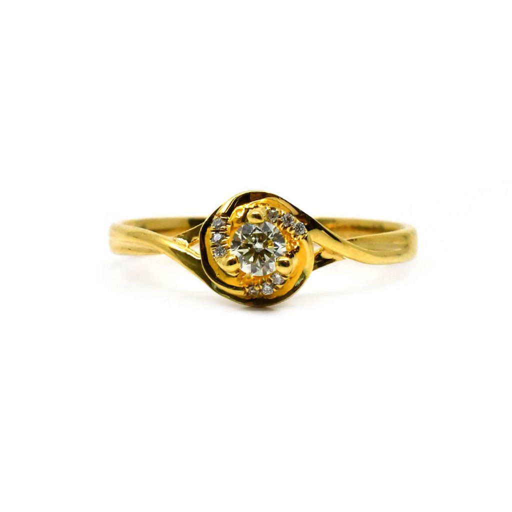 14K Locally Made Yellow Gold Lady Ring With Diamonds | Shopee Philippines