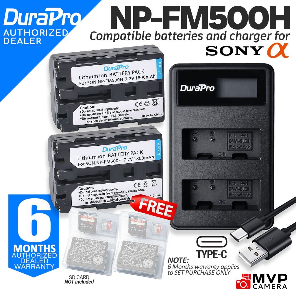 DURAPRO NP-FM500H NPFM500H Sony Alpha Battery Charger Set Spare MVP ...