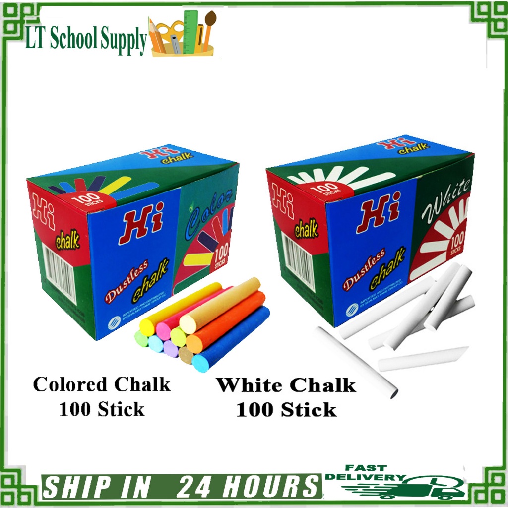 High-Quality White Chalk 100 Stick Box - Dustless, Smooth Writing ...