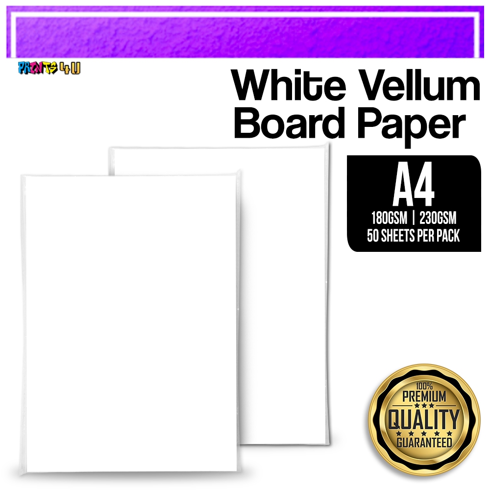 A4 Size White Vellum Board Paper 180gsm / 230gsm Bright Vellum Board ...