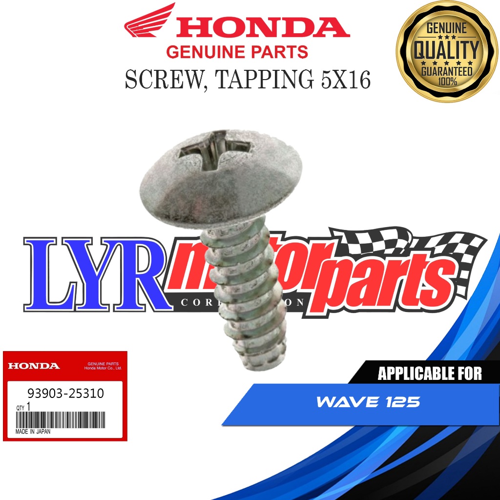 HONDA GENUINE SCREW TAPPING 5X16 FOR WAVE 125 || 93903-25310 | Shopee ...