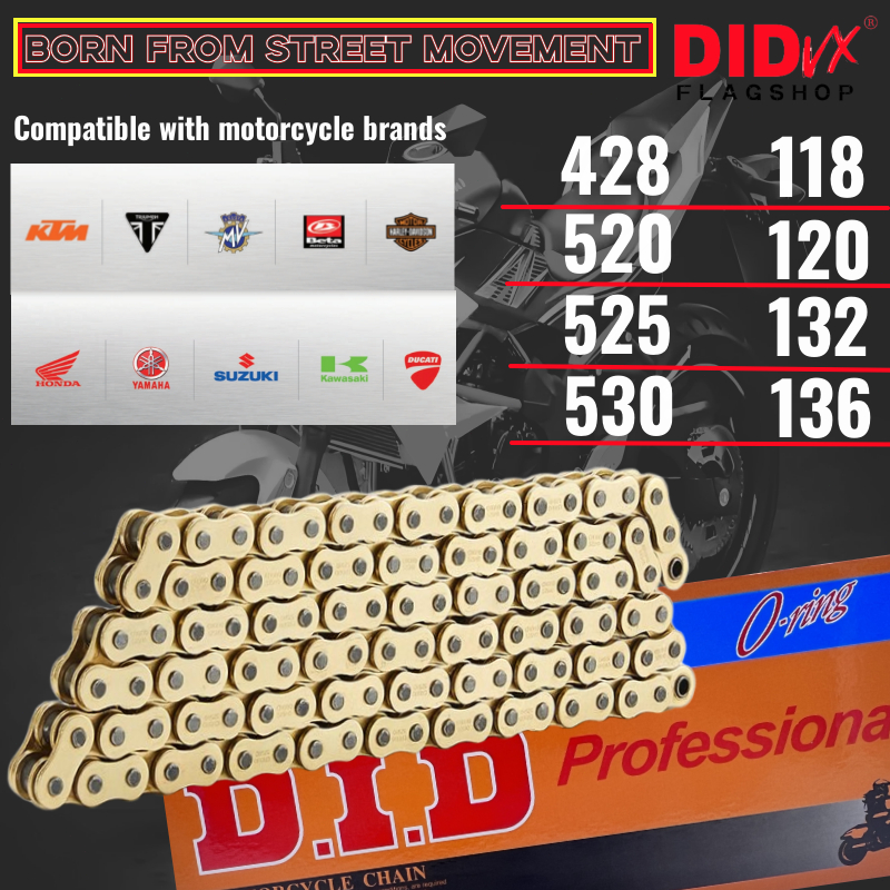 HV DID O-Ring 520 525 530 428 Chains 120 Links Motorcycle Chain Oil ...