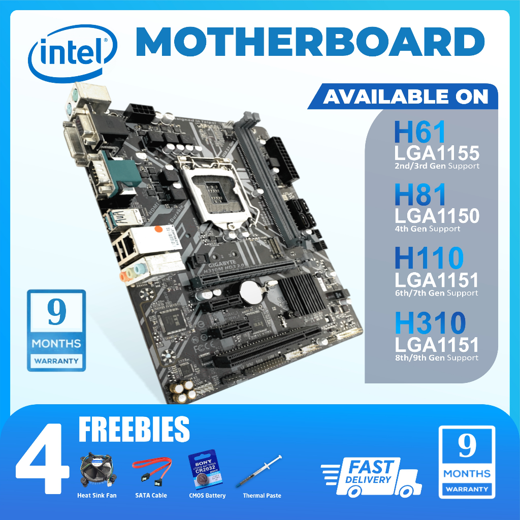 Motherboard from 2nd Gen to 7th Gen Support | H110 H81 H61 H310 ...