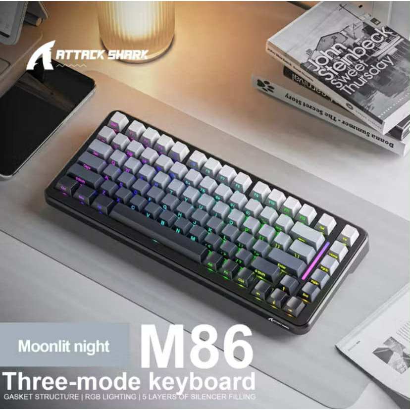 ATTACK SHARK M86 82 Keys Wireless Mechanical Keyboard, 75% Gasket Hot ...