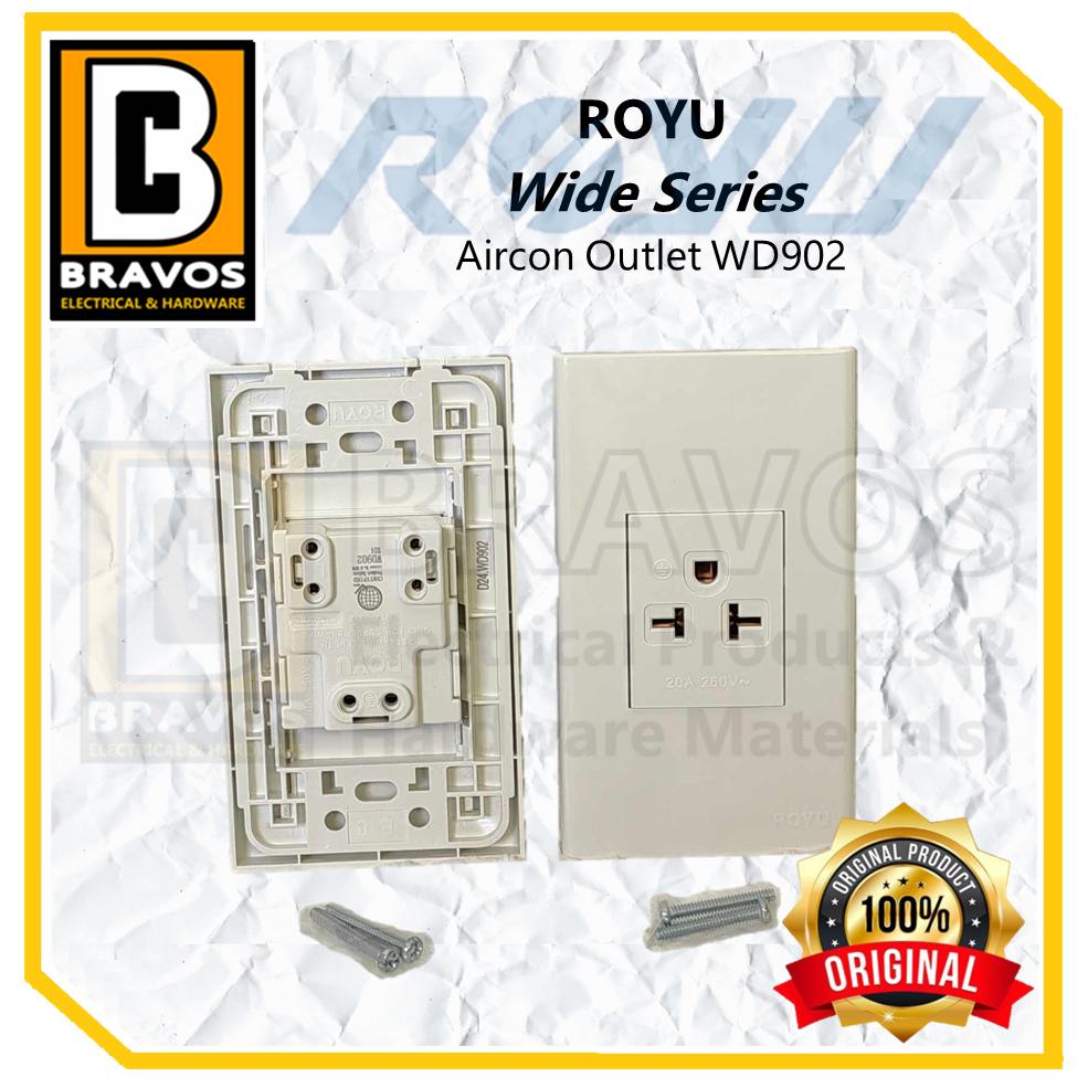 ROYU Wide Series Aircon Outlet WD902 1 Gang Universal Standard 3 Prong ...