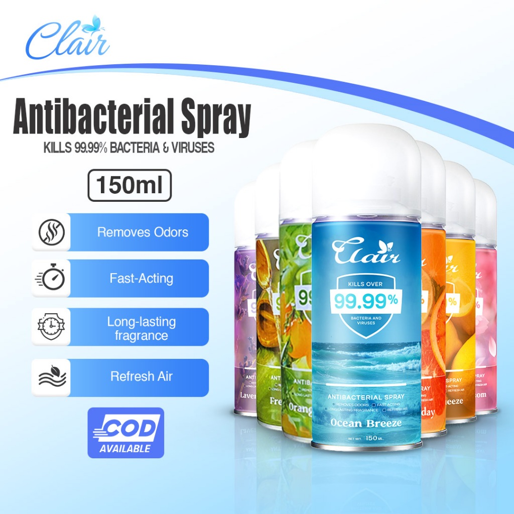 Clair Air Freshener Antibacterial Spray Kills99.99% Germs Back To Zero ...