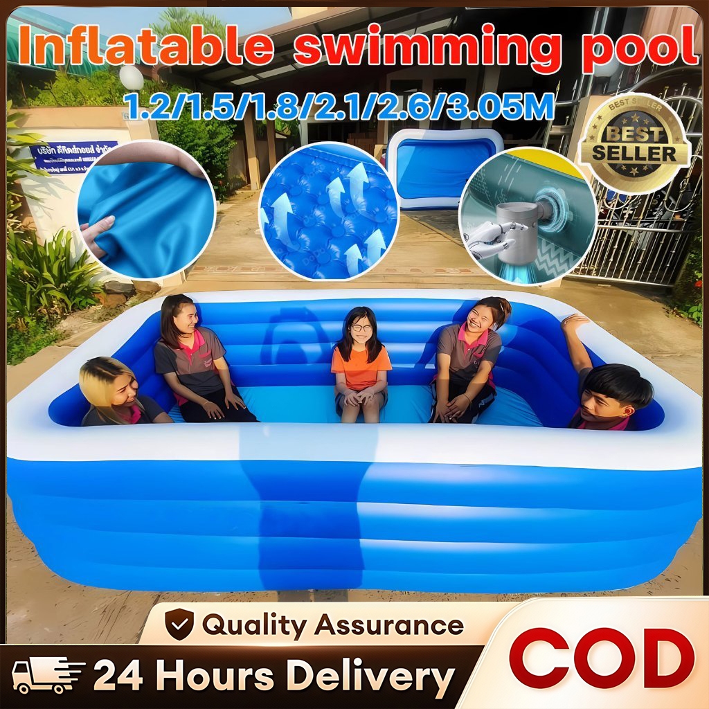 【Free electric pump】big size portable Inflatable swimming pool Kids ...