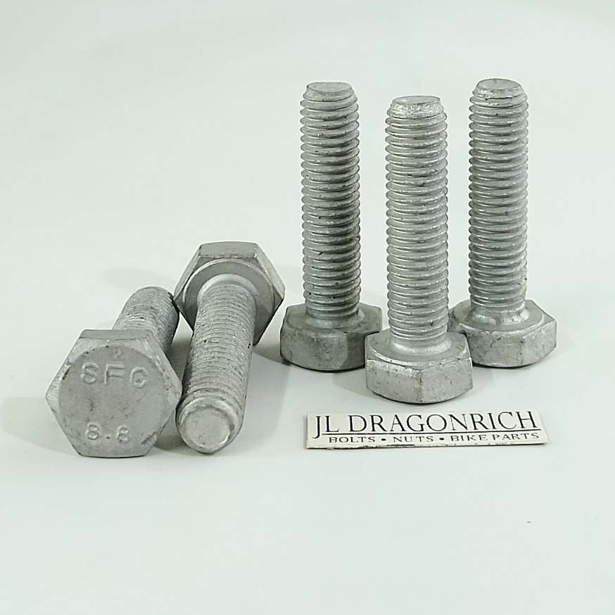 1-5PCS M10 [1.5P] G8.8 Hot Dipped Galvanized Hexagonal Head Bolt HDG ...