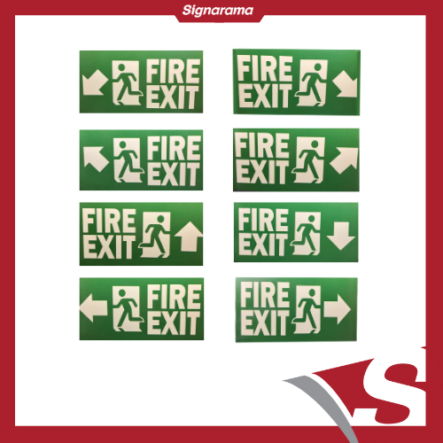 Luminous Fire exit signage glow in the dark cut out sticker on 3mm ...