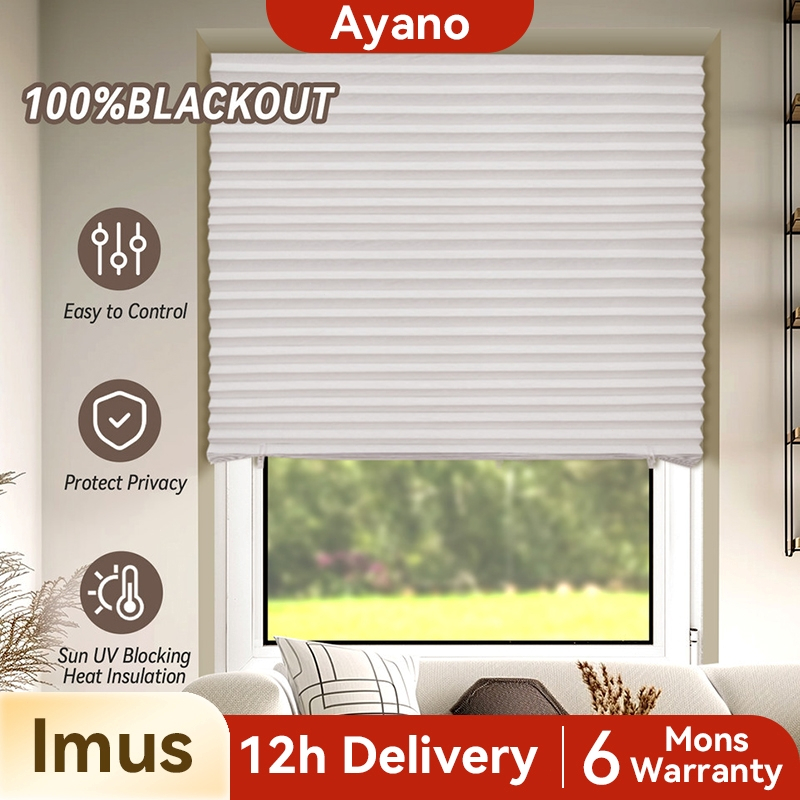 Self Adhesive Curtain Blinds Half Blackout Window Curtains No Punching ...