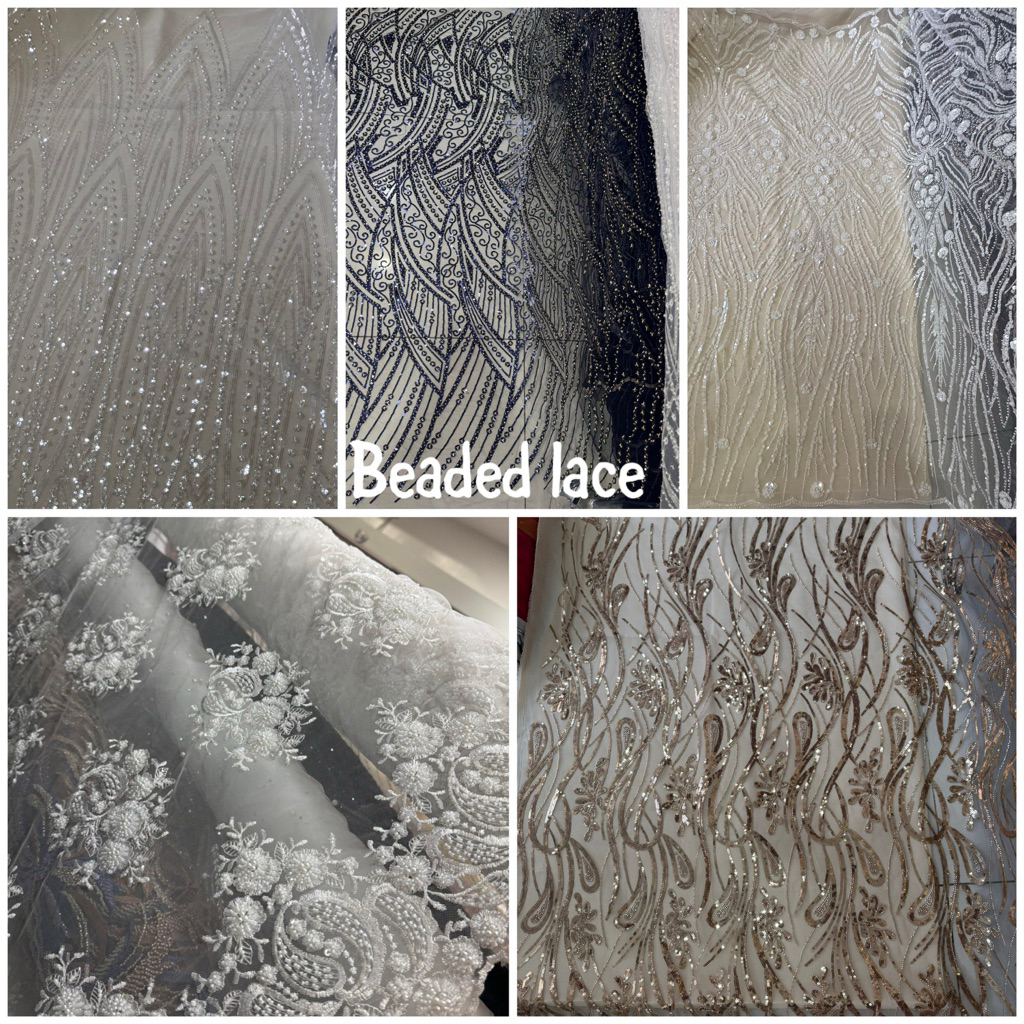 Beaded Lace Studded fabric for Gowns | Shopee Philippines