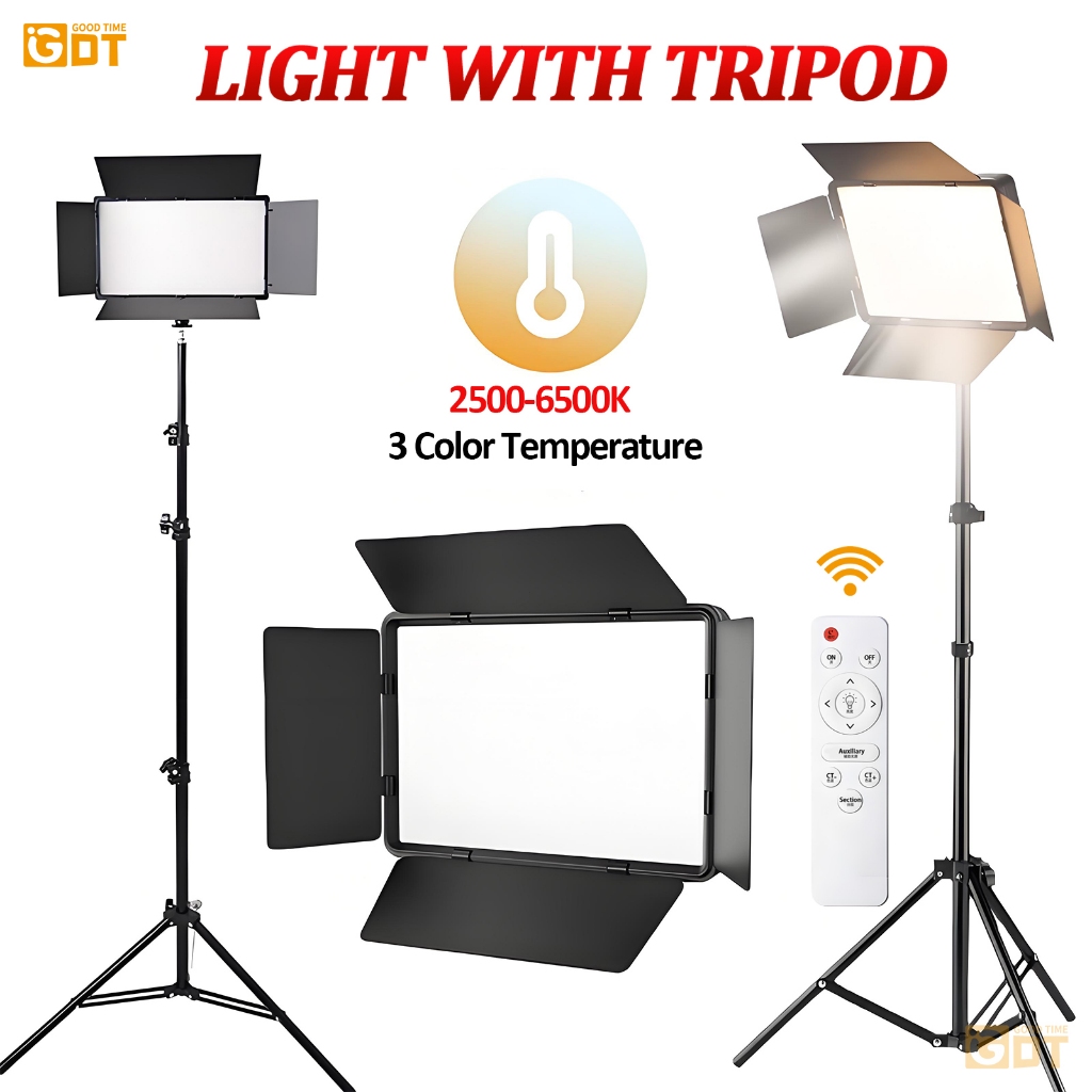 GDT Covered LED Fill Light Panel Lamp With 2.1M Tripod Stand For Makeup ...