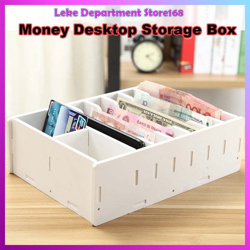 8 Grids Money Organizer Box Cashier Cash Box Desktop Coin Storage Box ...