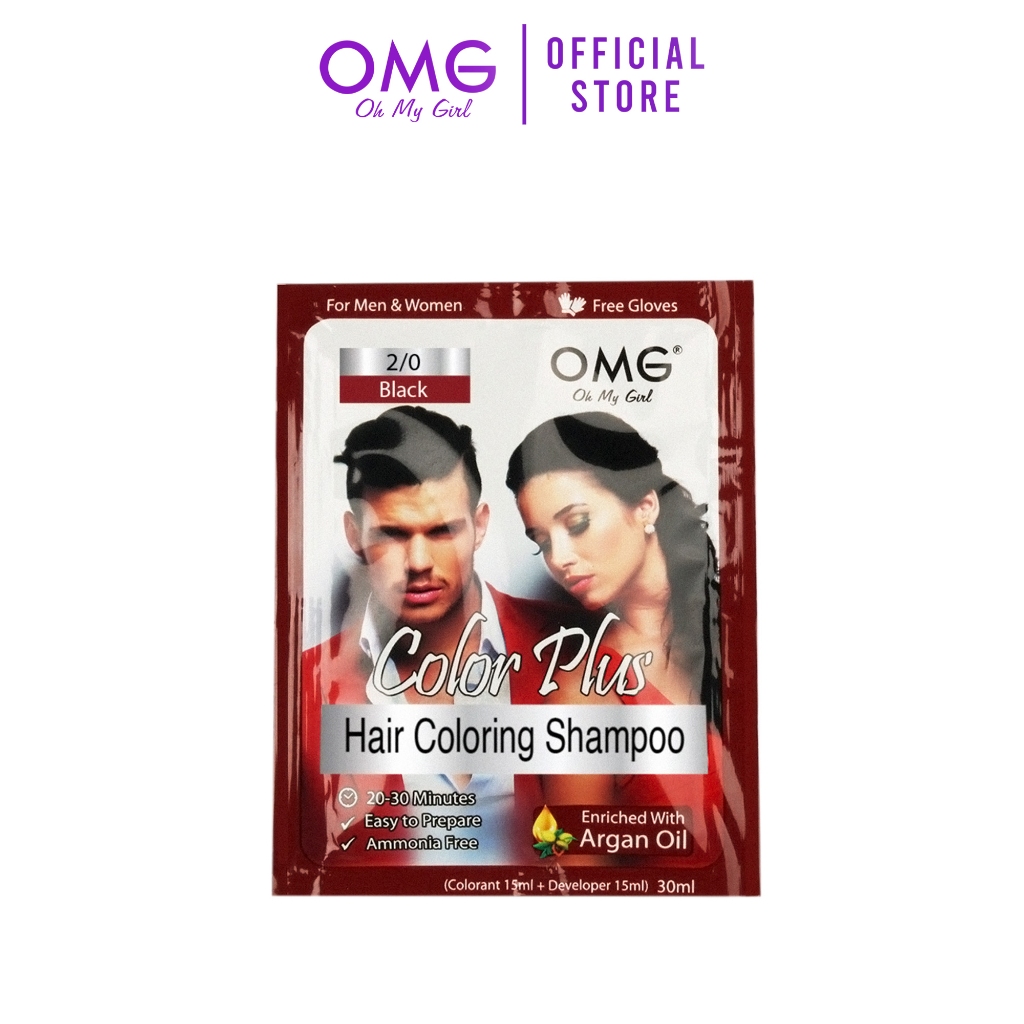 OMG Hair Coloring Shampoo 2.00 Black Women & Men 30ml | Shopee Philippines