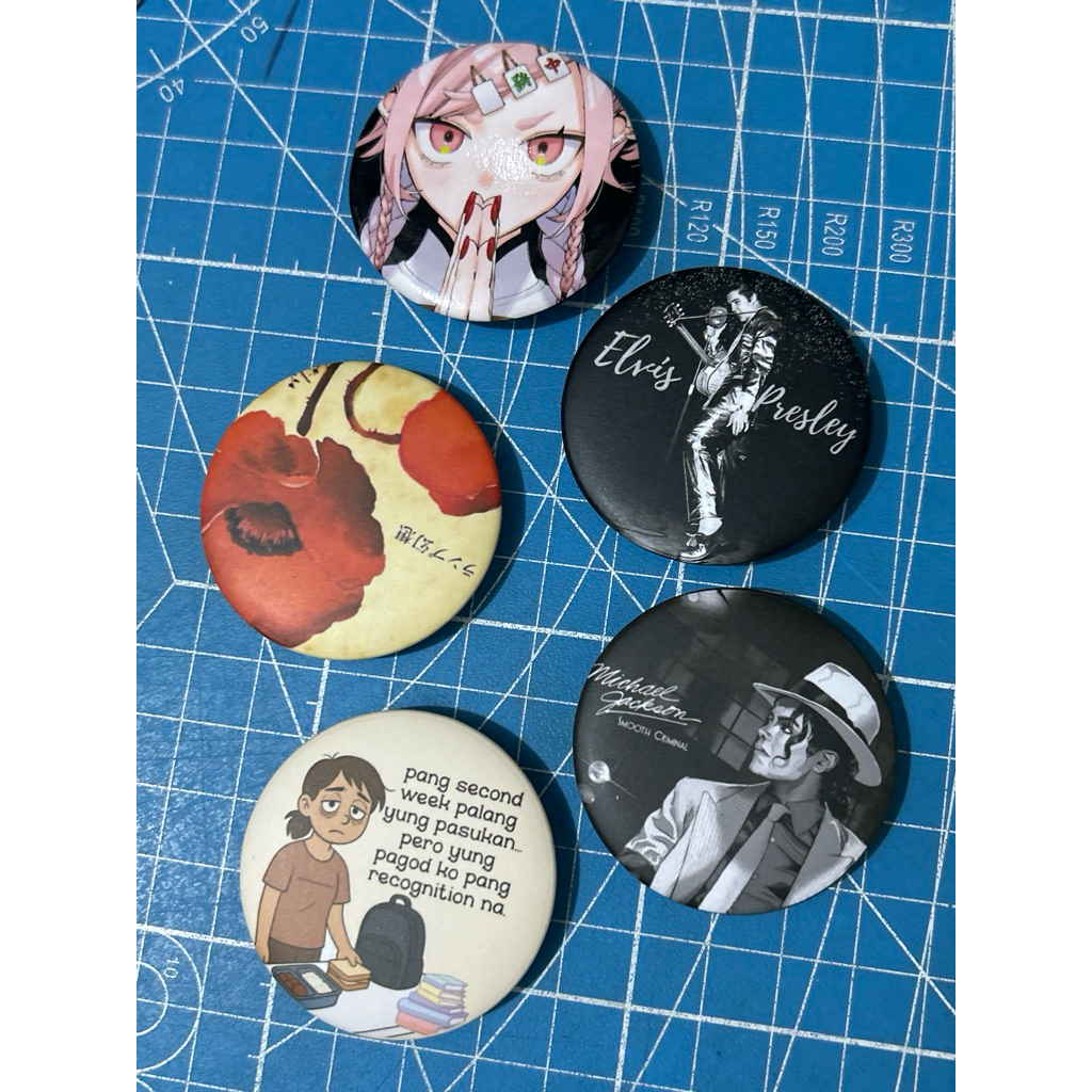 Assorted 44mm - 1.75” button / badge pins in different finish | Shopee ...