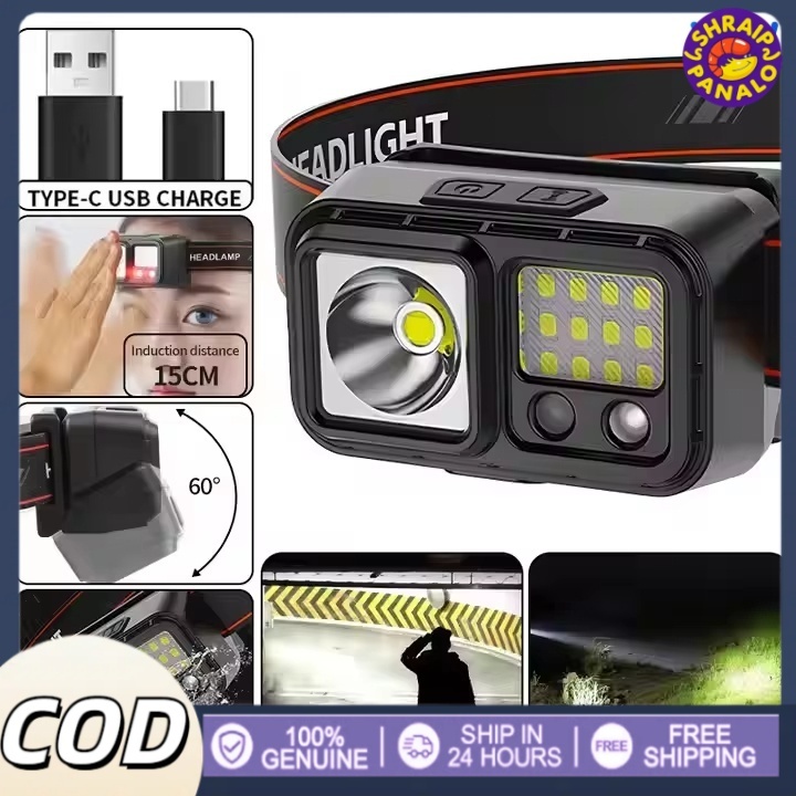 Rechargeable LED Headband Flashlight Large Floodlight Waterproof for ...