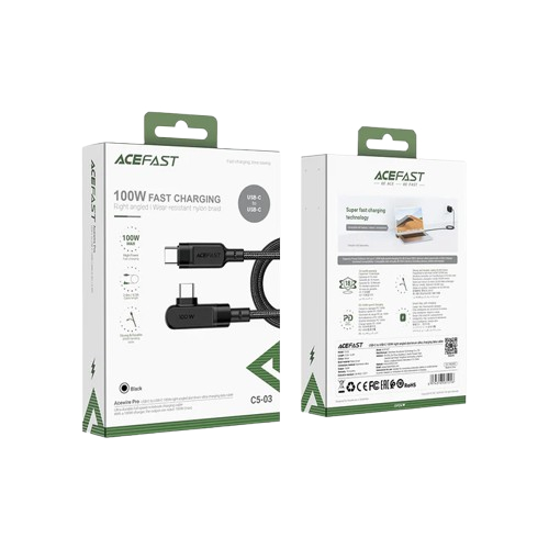 ACEFAST C5-03 USB-C TO USB-C 100W RIGHT ANGLED CABLE (2M) | Shopee Philippines