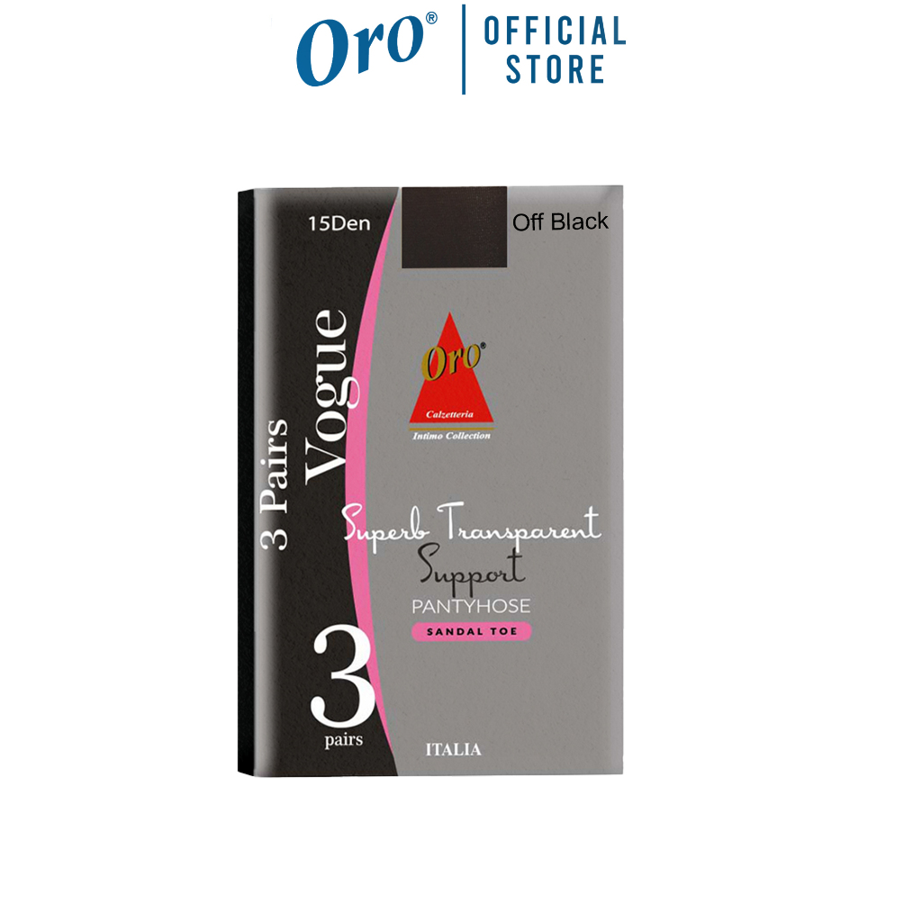 Oro Superb Transparent Support Sandal Toe Pantyhose 3 Pairs 15 Den ...