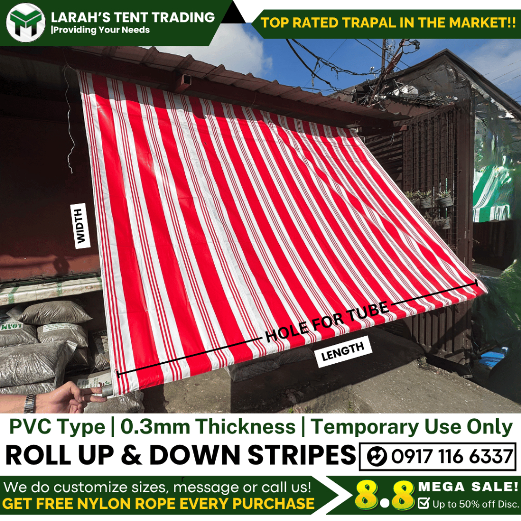 PVC STRIPES ROLL UP ROLL DOWN PVC Type trapal Lona Tolda tarpaulin Tarp ...