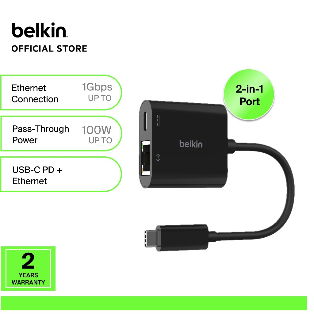 Belkin Connect USB-C to Ethernet + Charge Adapter 100W | Shopee Philippines