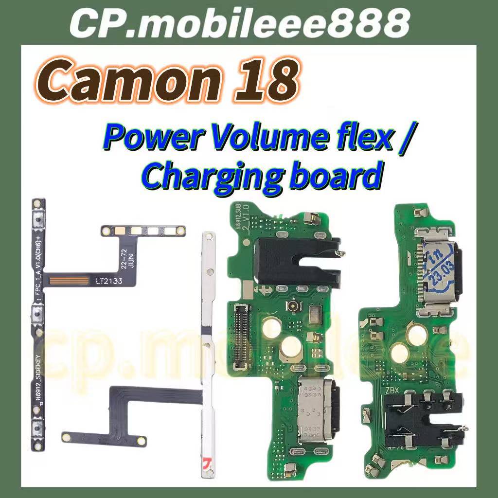 Camon 18 Power Volume Flex Button Switch USB Charging Port Board For ...