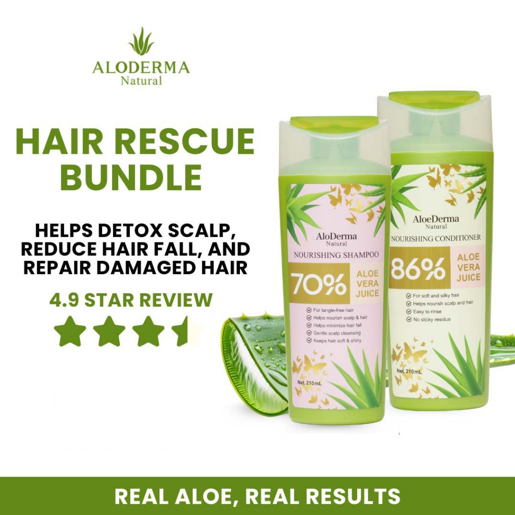 Aloe Derma Hair Rescue Bundle – Nourishing Shampoo (70% Aloe Vera ...