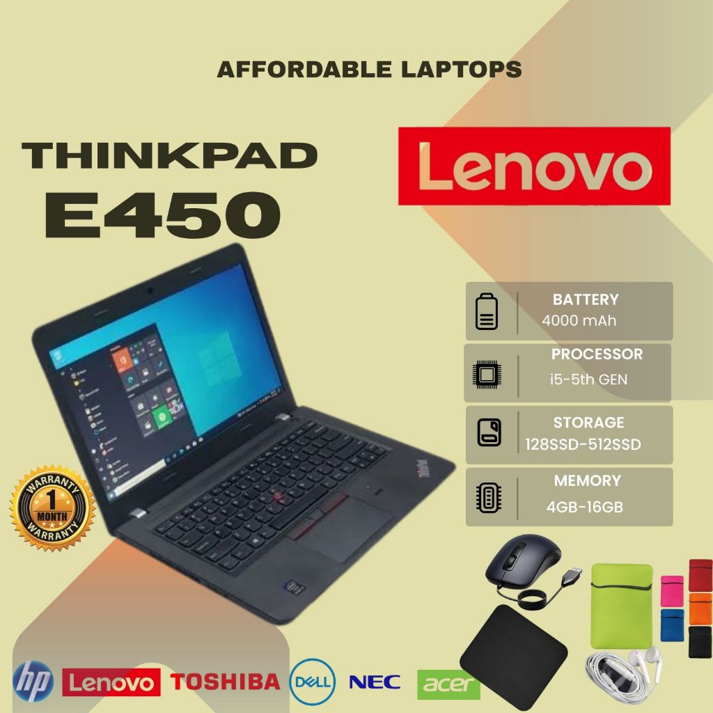 [used]Lenovo Thinkpad E450 E460 E470|Core i3-i5 | 3rd-7th GEN |128GB to 512GB | 14" Budget ...
