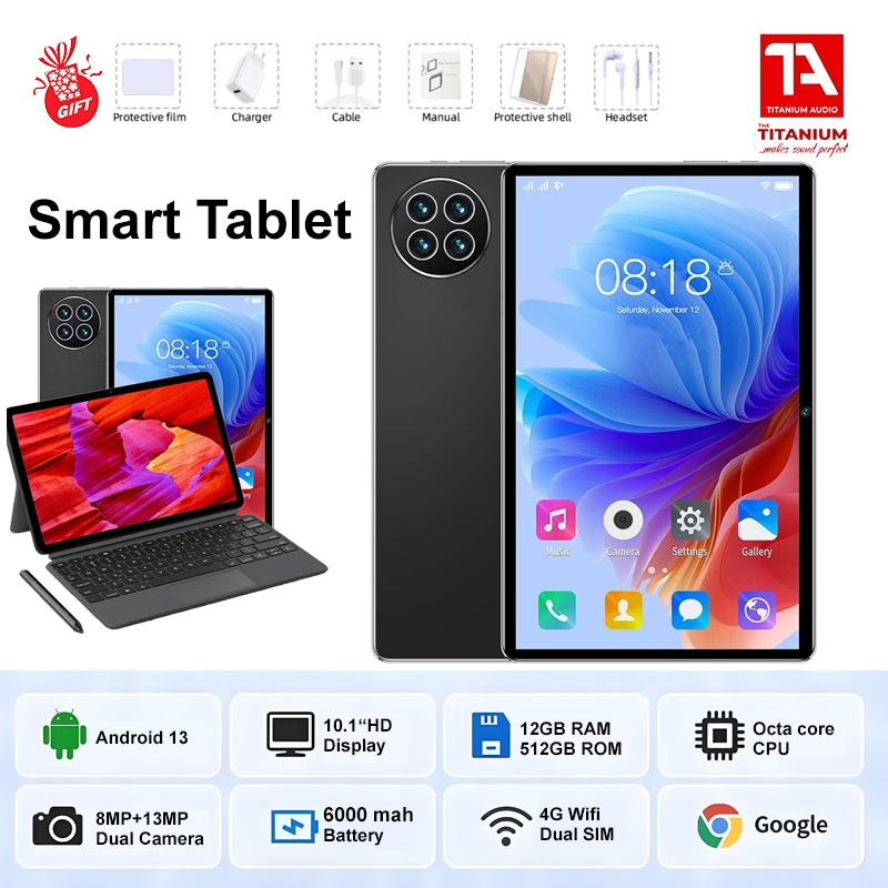 Yookie Smart Tablet Android Tablet with keyboard pen 12+512G Tablet 5G ...