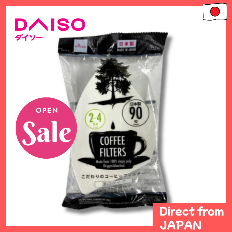 DAISO Japan Coffee Filter Papers – Bleached Type, 2–4 Cups, 90 Sheets ...