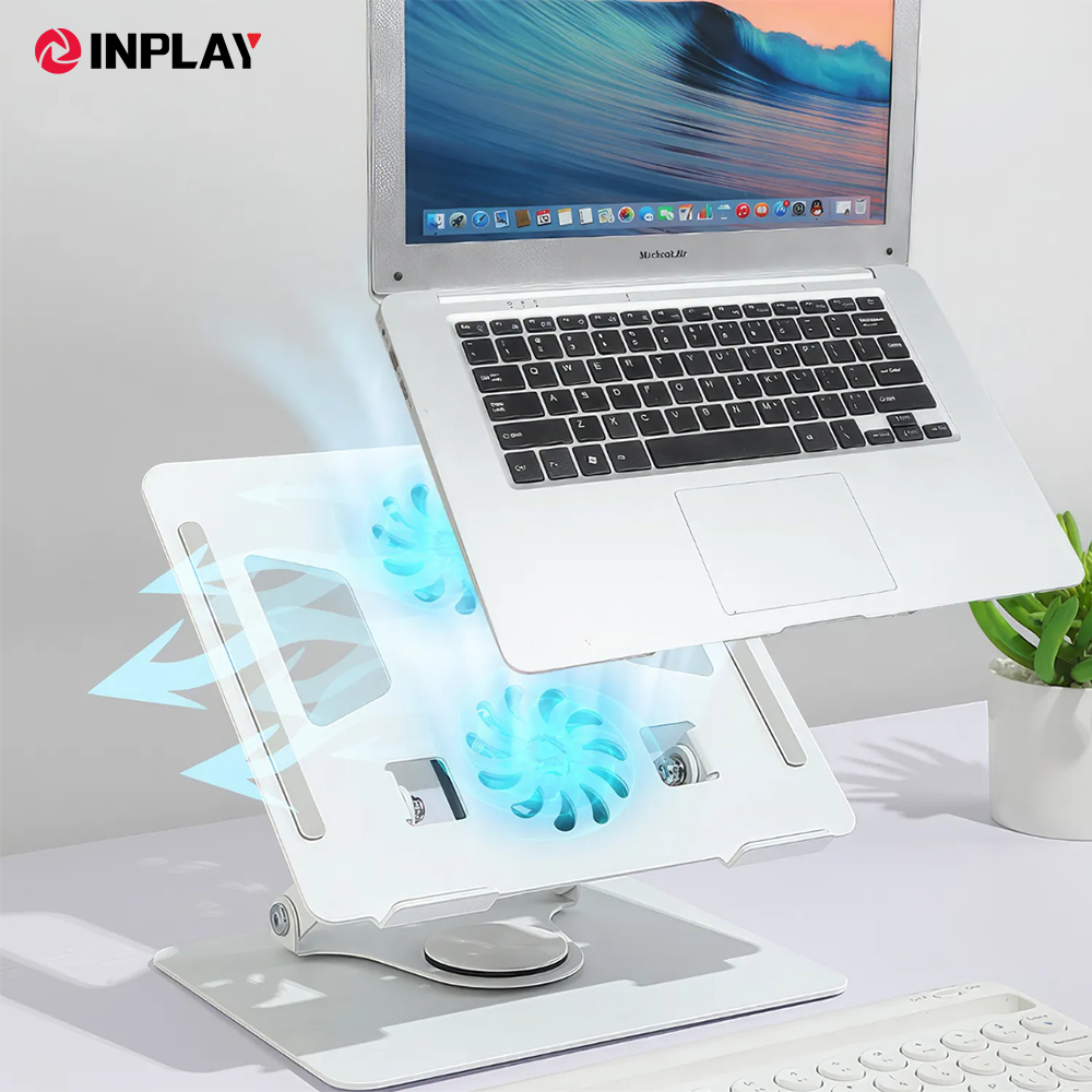 Inplay Laptop Stand With 2 Fans 360° Rotating Adjustable Ergonomic ...