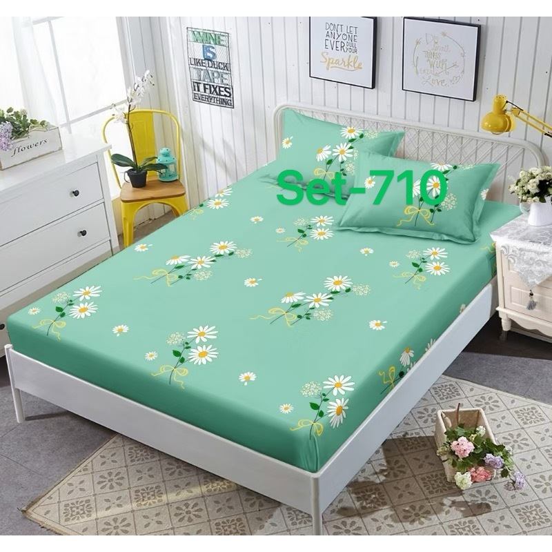 New!! 3 in1Set full Garterized Bedsheets (2pcs pillow case+1fitted ...